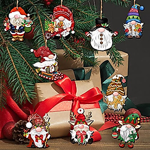 JOPHMO 24 Pieces Christmas Gnome Wooden Ornaments Wood Hanging Decorations for Christmas Tree Santa Clause Elf Hanging Wood Crafts Holiday Decor Xmas Party Supplies (Xmas-Gnomes-B)