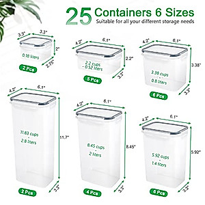 58PCS Airtight Food Storage Containers Set, Kitchen & Pantry Organization Containers for Dry Food, Flour & Sugar, BPA Free Plastic Cereal Container with Easy Lock Lids, Labels, Marker & Spoon Set
