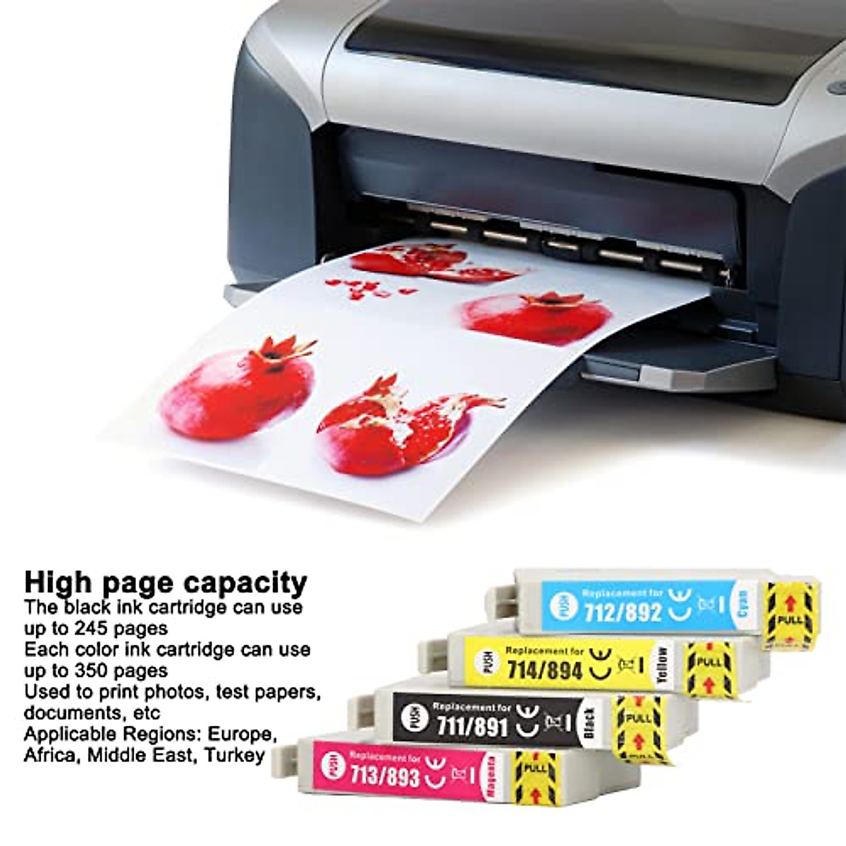 Hilitand 4 Pcs Ink Cartridge Printer Cartridge Ink Cartridge Replacement Print Photos, Test Papers, Documents for Office Use