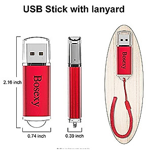 USB Flash Drives 1GB 10 Pack, Bosexy Thumb Drives Cap Design USB 2.0 Stick with Led Indicator Lanyards(5 Mixed Colors: Black Blue Silver Purple Red)