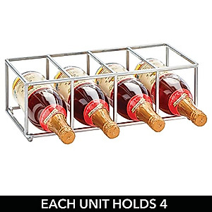 mDesign Stackable, Metal Geometric Free-Standing Water Bottle and Wine Rack Storage Organizer for Kitchen Countertops, Pantry, Fridge - Holds 8 Bottles - 2 Pack - Chrome