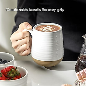 Hasense Coffee Mugs Set of 4, 15 oz Ceramic Coffee Cups with Comfortable Handle, Large Tea Cups for Coffee, Soup, Latte, Mug Set Gift for Wedding, Microwave and Dishwasher Safe, White