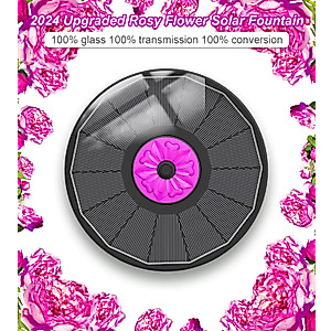 SZMP Solar Fountain 3.5W Bird Bath Fountains with Rosy Flower 2024 Upgraded 100% Glass Panel, Solar Powered Water Fountain with 7 Nozzles, Solar Fountain Pump for Pool, Pond, Garden, Outdoor (Black)