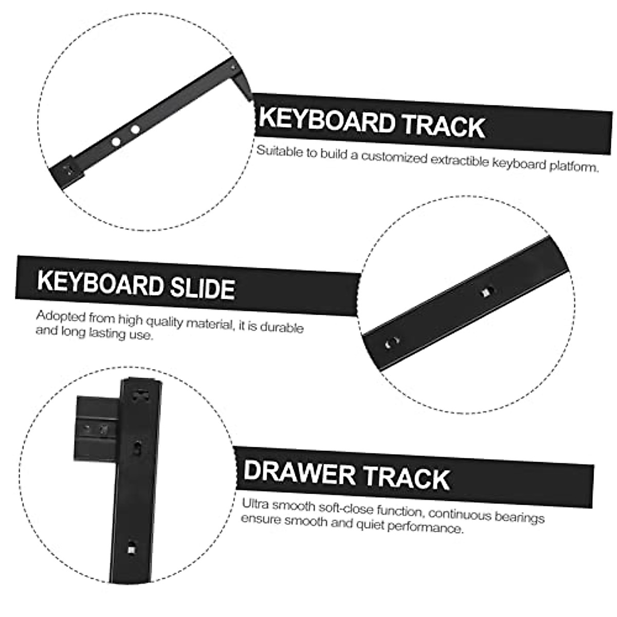STOBOK 3 Pairs Keyboard Rails Under Desk Keyboard Tray Slide Out Keyboard Tray Under Desk Sliding Keyboard Hardware Carassosories Computer Desk Accessories Desk Tray Drawer-Design Rack