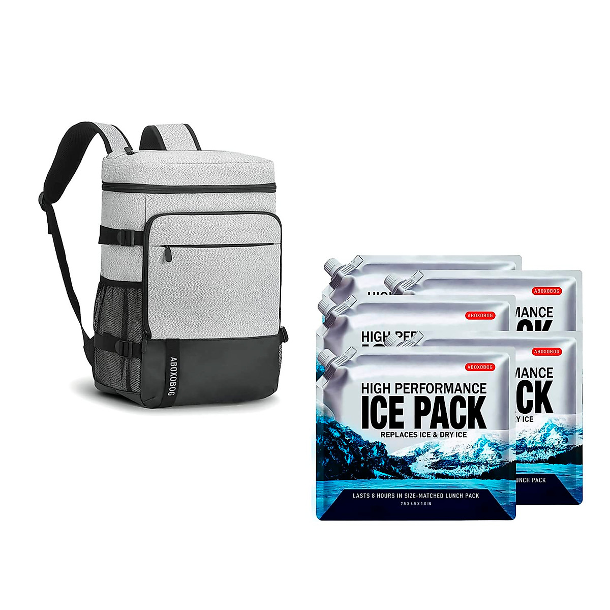 40 Cans Backpack Cooler Leakproof Lightweight Insulated with 5 Ice Pack for Coolers Long Lasting for Lunch Picnic Fishing Hiking Camping Park Beach