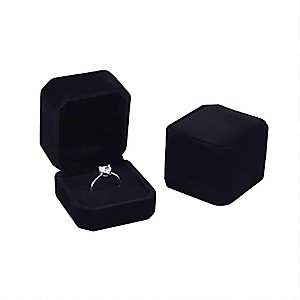 YZWDTGS 2 Pack Velvet Ring Boxes, Earring Pendant Jewelry Case, Ring Earrings Gift Boxes, Jewellry Display (Black)