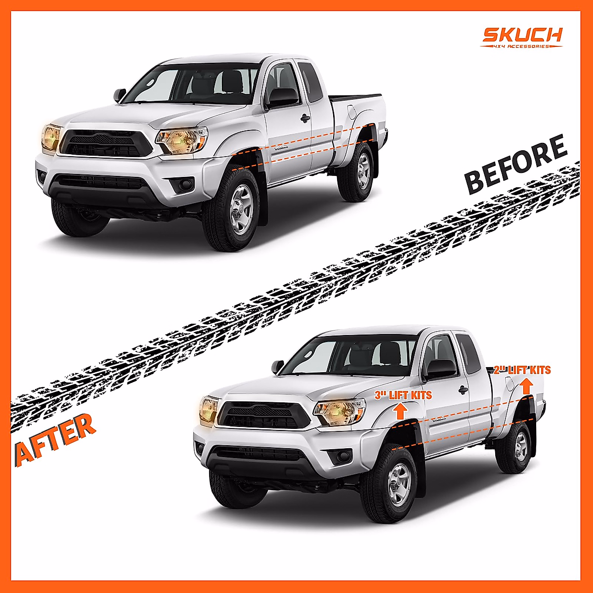 3" Front and 2" Rear Leveling Lift Kits for Dodge Ram 1500 4WD 2006-2022 Raise 3 Inch Front Strut Spacers and 2 Inch Rear Lift Spacer Suspension Lift Kit