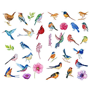 Seasonstorm Watercolor Birds Sparrow Precut Cute Aesthetic Diary Travel Paper Junk Journal Stickers Scrapbooking Stationery Sticker Flakes Art Supplies (PK421)