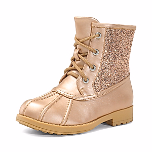 DREAM PAIRS Girls Side Zipper Glitter Ankle Boots KBO212 Rose/Gold Size 1 Little Kid