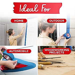 XFasten Blue Painters Tape Bulk 12-Pack 1 Inch x 60-Yards 2160ft Total, Wall Safe Blue Masking Tape 1 Inch Wide, Blue Paint Tape for Walls Paint Masking Tape Blue Tape Painters Masking Tape