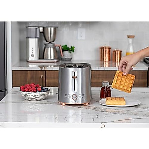 Café Express Finish 2-Slice Toaster | Extra-Wide Slots, Extra Lift for Waffles, Pastries, Texas Toast & More | 4 Pre-Set Functions, 8 Shade Options | Countertop Kitchen Essentials | Stainless Steel