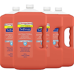 Softsoap Antibacterial Liquid Hand Soap Refill, Crisp Clean, Antiseptic Moisturizing Hand Soap, 1 Gallon (Pack of 4) (201903) (Packaging May Vary)