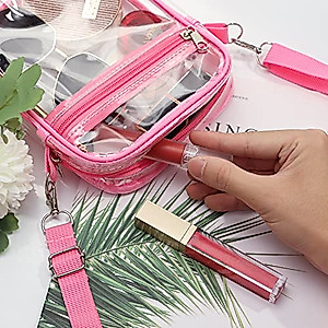 WJCD Clear Bag Stadium Approved PVC Concert Clear Purse Clear Crossbody Purse Bag clear bags for women,With front pocket (Pink)