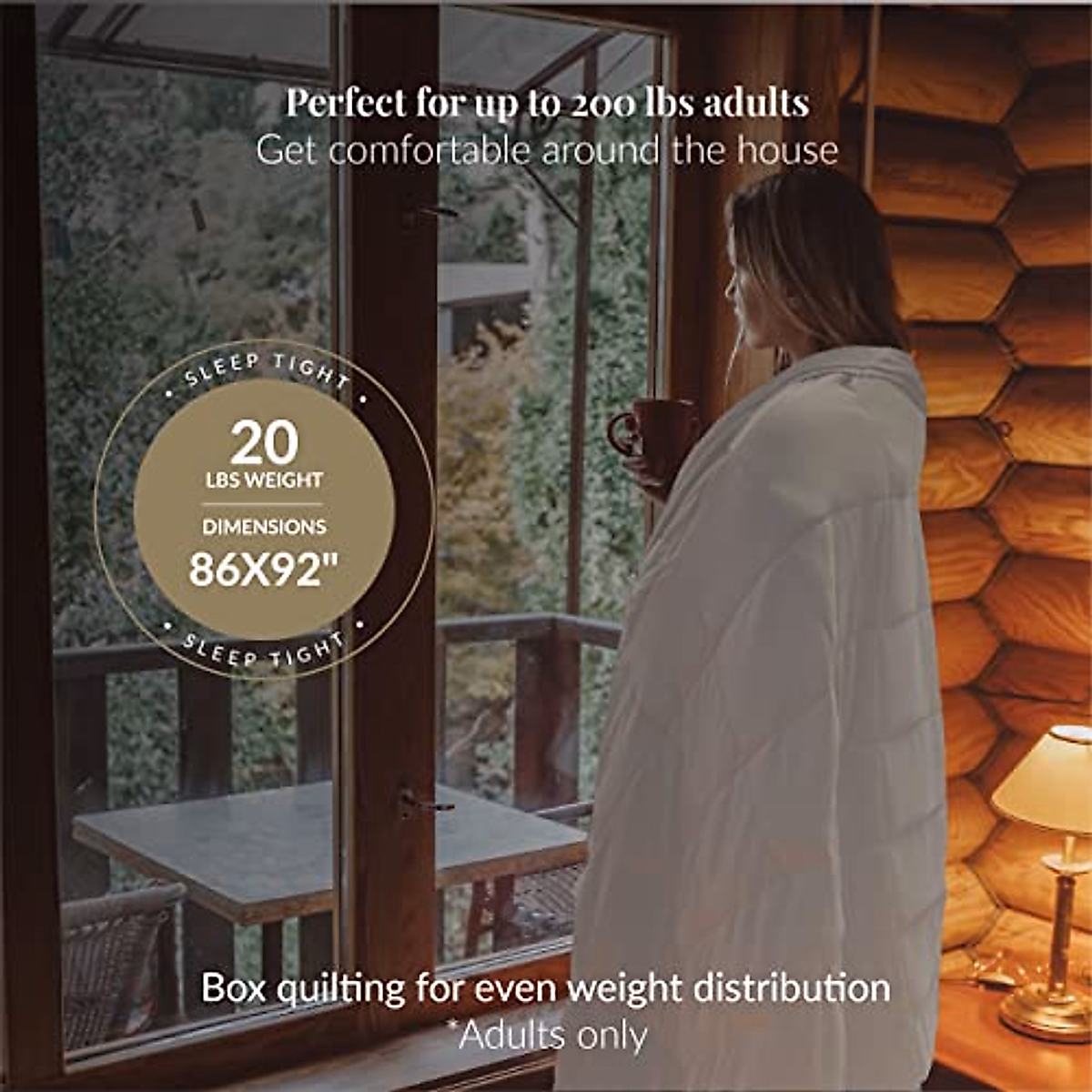 Dream Theory Cooling Weighted Blanket, Washable Weighted Blankets for Adults, 100% Natural Cotton Heavy Blanket with Glass Beads, Deep Touch Pressure Therapy, Relaxation, Sleeping, Tranquility - Tan