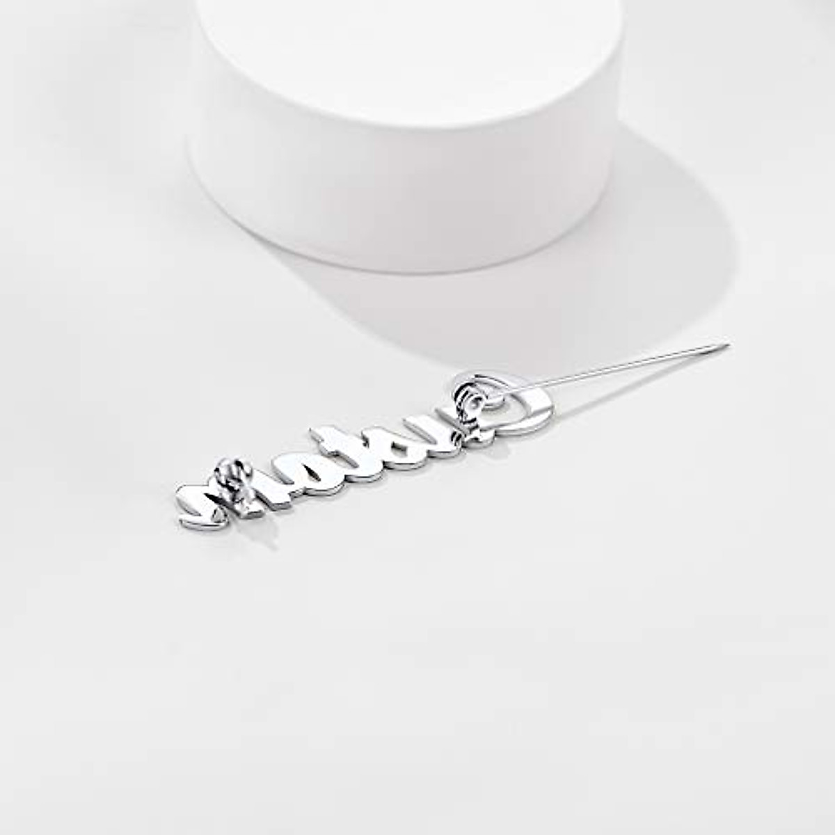Custom4U Name Brooch Pin Personalized Stainless Steel Customized Name Tag Jewelry for Women