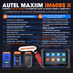 Autel MaxiIM IM608S II: 2024 Newer Ver. of IM608 PRO Top Car IMMO & Key Fob Programming Tool, Same as IM608 PRO II/ IM608 II, w/ XP400 PRO APB112 GBOX3, AutoScan 2.0, Advanced ECU Coding, 40+ Services