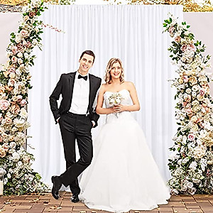 White Backdrop Curtains for Parties, 8ft*10ft Polyester Photography Backdrop Drapes Fabric Decoration for Wedding Birthday Party Baby Shower Bridal Shower Photoshoot
