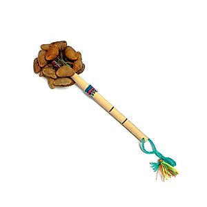 Natural Cacho Seed Pod Shell Nut Shaker Bamboo Wooden Handle Stick Rattle Maraca Handmade Percussion Gifts Peruvian Musical Instrument