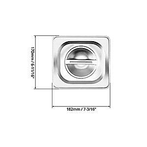 QWORK Solid Pan Lid with Handle, 4 Pack Stainless Steel Steam Table Pan Cover for 1/6 Size Steam Pans