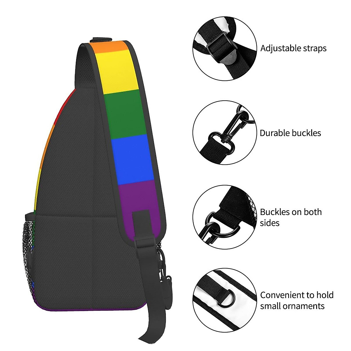 Qurdtt Rainbow LGBT Crossbody Backpack Gay Pride Sling Bag for Men Women Shoulder Chest Bags Gym Sport Travel Hiking Daypack