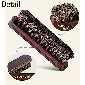 Long Bristle Horse Hair Leather Cleaning Brush, with Shoeshine Gloves Cleaner Leather Care Tools(Brown)…