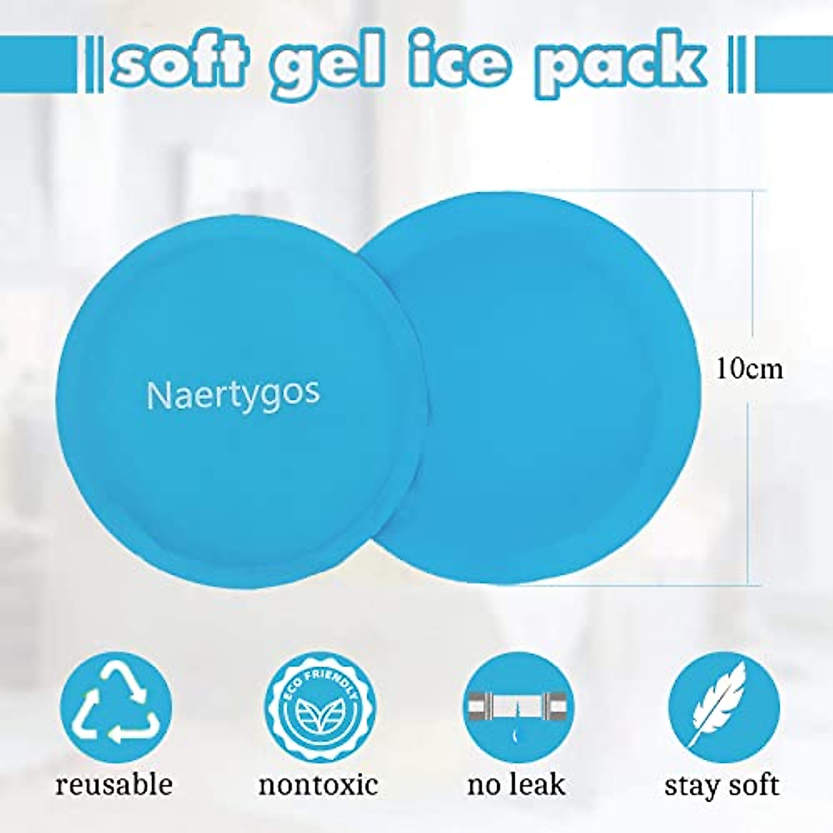 Reusable Ice Packs, 6 Pack Small Gel Ice Pack for Injuries, Soft kids Cold Pack, Hot and Cold Compress, Round Ice Pack for Face Knee Shoulder Ankle Pain Relief, Wisdom Teeth, Breastfeeding, Sinus Pain