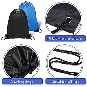 2PCS Drawstring Bags PE Bags Drawstring Gym Bag Black Draw String Bags Drawstring Backpack for Sports, Gym, Travel, Swimming, Beach