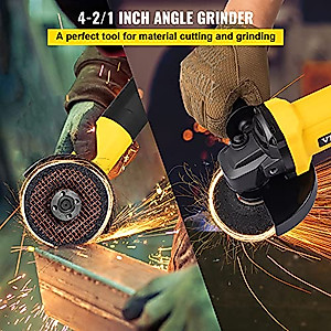 VEVOR Angle Grinder, 4-1/2 Inch Powerful Grinder Tool 11Amp Power Grinder with Paddle Switch and 360° Rotational Guard, 12000rpm Power Angle Grinders for Cutting and Grinding Metal, Stone, Wood, etc