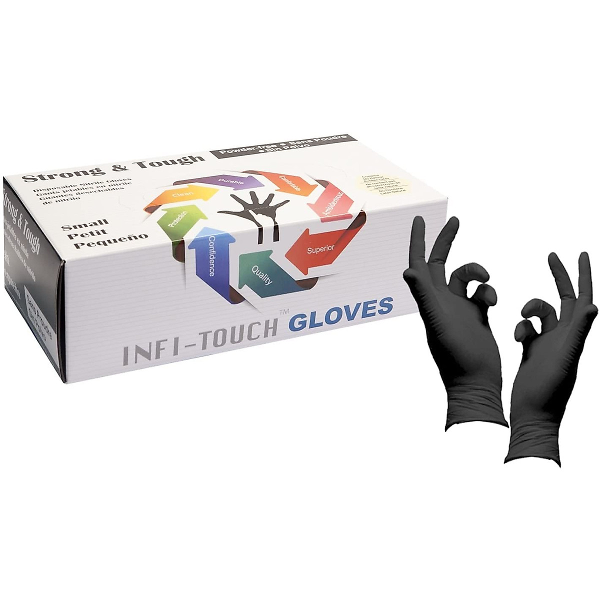 Infi-Touch Heavy Duty Nitrile Gloves, Strong & Tough, High Chemical Resistant, Disposable Gloves, Powder-Free, Non Sterile, Medium, 100 Count