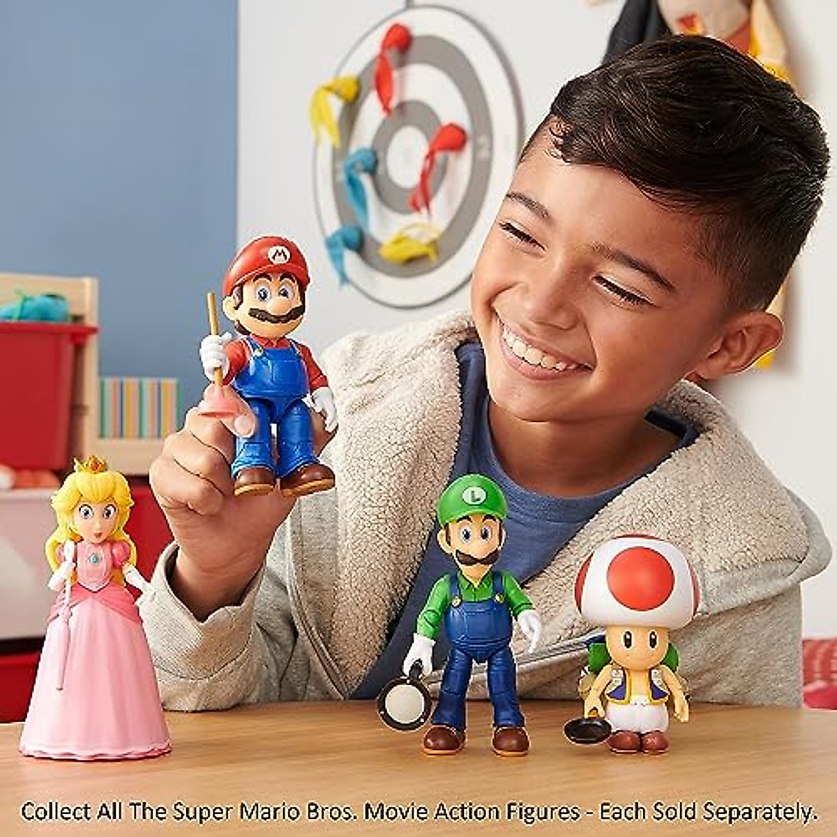 THE SUPER MARIO BROS. MOVIE - 5 Inch Action Figure Series 1 – Princess Peach Figure with Umbrella Accessory