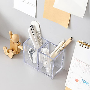 Newkita 2 Pack Clear Acrylic Pencil Pen Holder Cup, Clear Makeup Brush Holder, Acrylic Cosmetic Brushes Storage