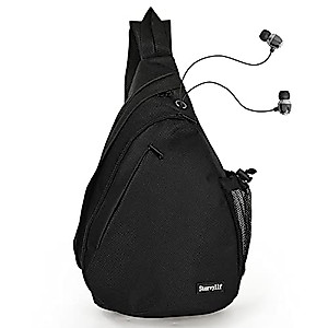 Storvyllf Single Strap Backpack for Men,Travel Mens Sling Bag Black Waterproof Crossbody Bag Women Boy Chest Shoulder Hiking Daypacks