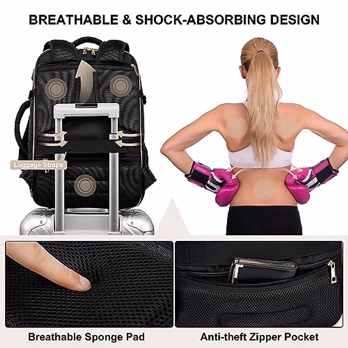 MOMUVO Large Travel Backpack for Women Airline Approved, 30L Carry on Backpack Flight Approved, 17 Inch Laptop Backpack Waterproof Luggage Backpack for Weekender Overnight Business