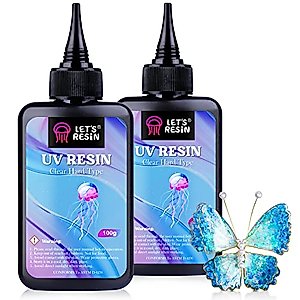 LET'S RESIN UV Resin,200g Low Viscosity Crystal Clear Ultraviolet Thin Epoxy Resin, Quick-Curing&Low Shrinkage UV Resin Kit for Crafts, Jewelry Making, Casting