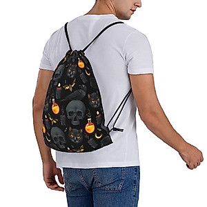 Juoritu Goth Skull Drawstring Bags for Women and Men, Drawstring Backpack, Water Resistant String Bag, Gym Bag for Gifts Sports
