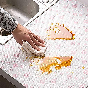 GLOW4U Decorative Floral Foam Non-Adhesive Shelf Liner for Drawer Refrigerator Kitchen Cabinets Pantry Cupboard Closet (Pink, 17.7x137 Inches)