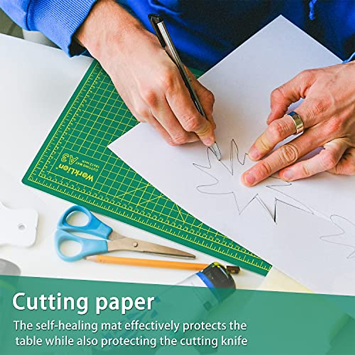 WORKLION 12" x 18" Art Self Healing PVC Cutting Mat, Double Sided, Gridded Rotary Cutting Board for Craft, Fabric, Quilting, Sewing, Scrapbooking Project……