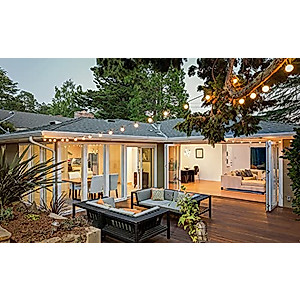 Muasdae Outdoor LED String Lights Indoor Decor Lights Patio Garden Wedding Party G40 Globe Plastic Light Bulbs Waterproof Connectable Shatterproof 25Ft E12 Socket Base (25FT) (Black 2 String Set)