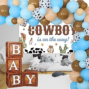 Cowboy Baby Shower Decorations, Western Theme Baby Shower Decorations Include Cowboy Balloon Garland Kit, Baby Shower Boxes and Cowboy Backdrop for Baby Shower Party Supplies