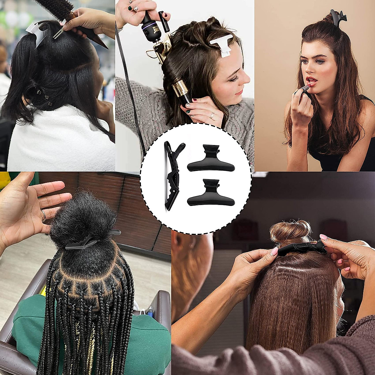 39 Pcs Butterfly Hair Clips Set with Non-slip Grip - Alligator Croc Clips, 3 Rat Tail Combs for Sectioning and Styling Hair Salon Tool for Girls