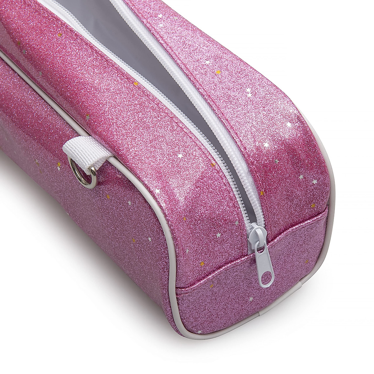 Cintrio Twirling Baton Bag Case with Adjustable Shoulder Strap - Pink Sparkle Case for Majorette Marching Dance Batons - Complete with Rainbow Dance Ribbon Streamer