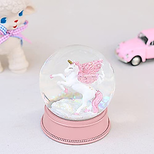 Unicorn Snow Globes for Girls, 100MM Pink Glitter Glass Snowglobe for Kids, Christmas Birthday Gifts for Girls,Wife,Daughter,Granddaughter