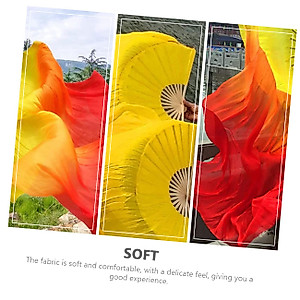 RAZZUM Kids Square Practice Women Lengthen Long Chinese Silk Praise Veil Streamer for Faux Perfomance Fans Morning Yangko Dance Simulation Supplies Flag Folding Props Veils M Decorative Fan
