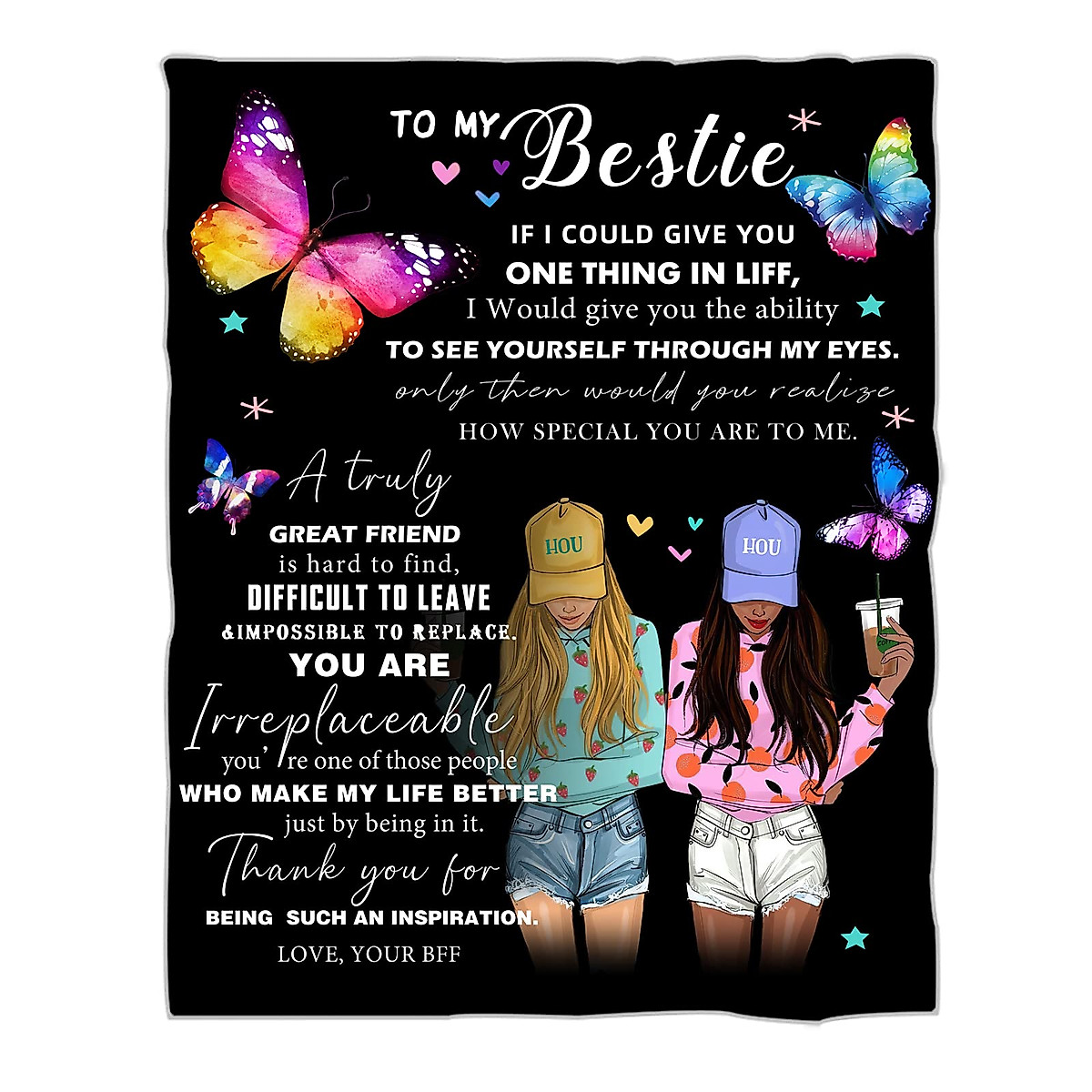 SHUIHAN to My Bestie Blanket, Ultra-Soft Fuzzy Fleece Throw Blanket, Friendship for Women, Teen Girls, Besties, Sister, Birthday Gift Blankets, 51''x59''