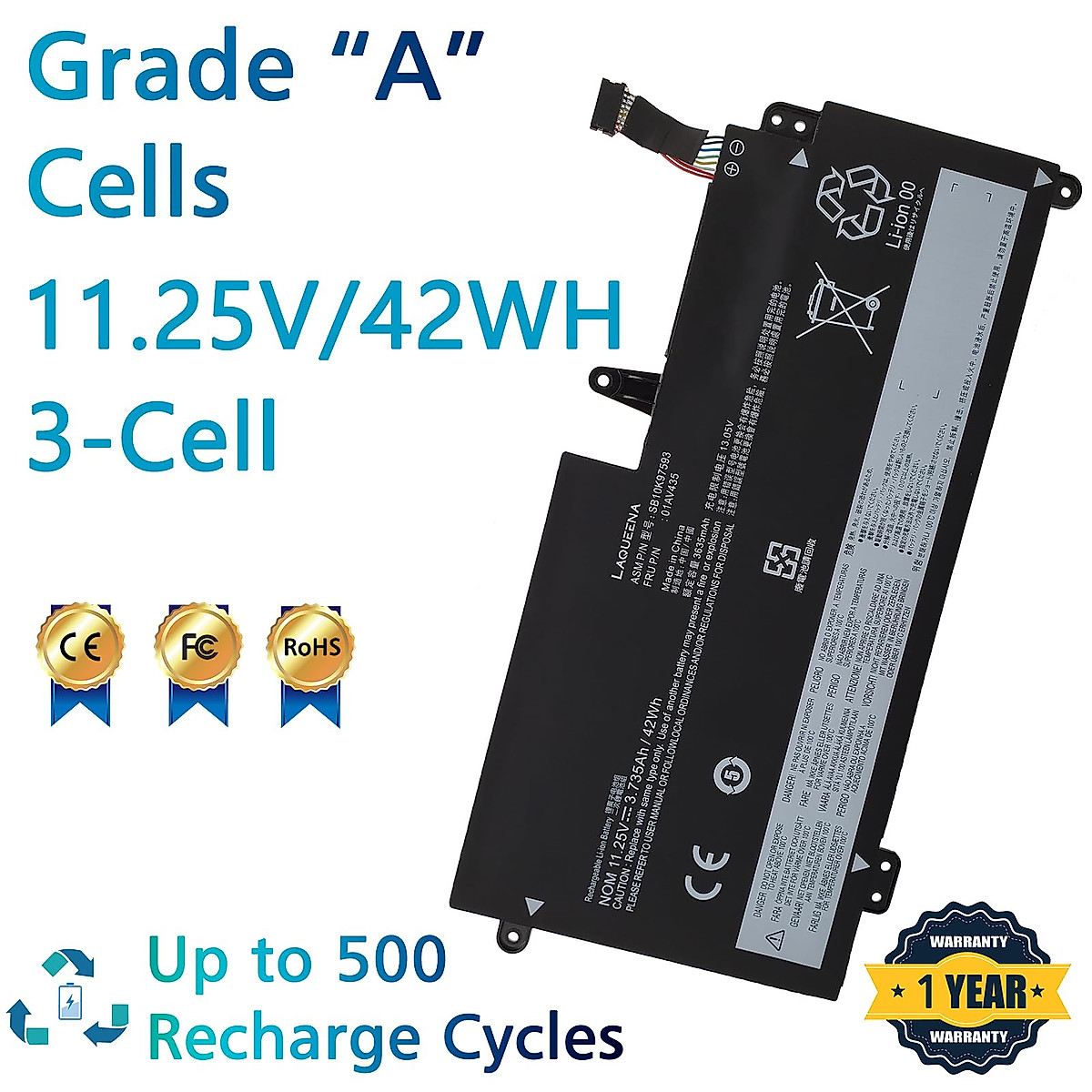 LAQUEENA SB10K97593 Laptop Battery Compatible with Lenovo ThinkPad 13 1st /2nd Gen 13 Chromebook S2 1st /2nd Gen Series SB10K97592 SB10K97594 SB10J78997 01AV400 01AV401 01AV402 01AV435 01AV436