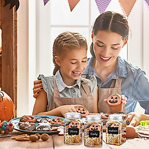 12 Oz Square Plastic Jar Storage Container with Lids Labels Pen, Wide Mouth Clear PET Seal Jar Empty Candy Jar Airtight Plastic Mason Jars Plastic Spice Containers for Kitchen Storage Craft (24 Pcs)