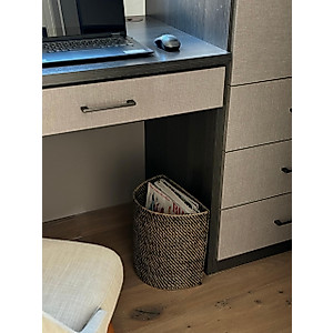 KOUBOO Rattan Laguna Half-Moon Waste Basket Trash Can – Laundry Room Storage, Wicker Garbage Can, Office, Bathroom, Kitchen, Bedroom Waste Basket, Gray - Brown