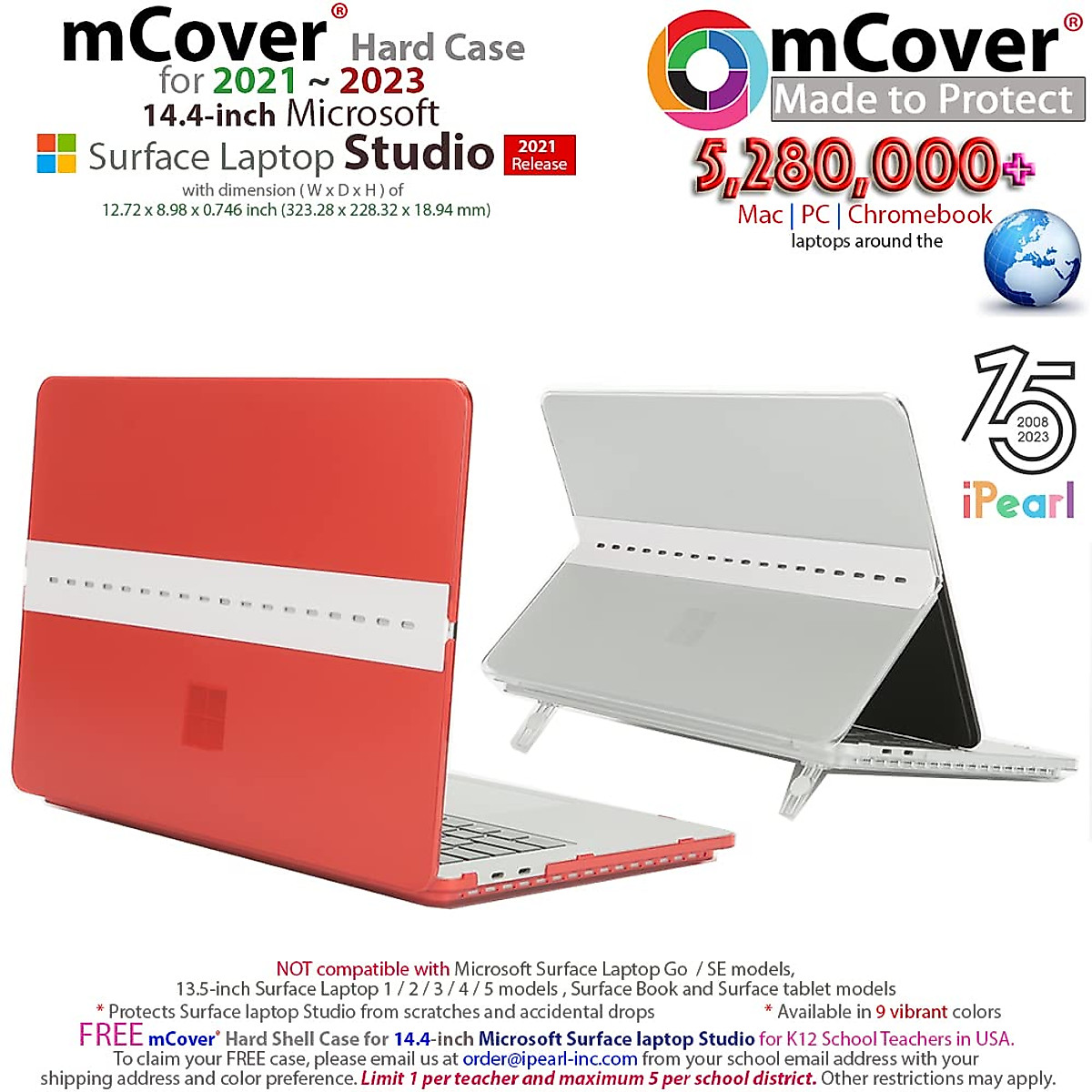mCover Case ONLY Compatible for 2021-2023 14.4" Microsoft Surface Laptop Studio Notebook Computer - Clear