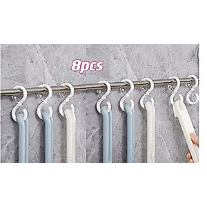 GUSSTA S Hooks with Safety Buckle for Hanging, Anti-Drop S Shaped Hooks, Heavy Duty Rustproof S Hangers for Kitchen Utensil, Closet Rod, Bathroom (8, White)