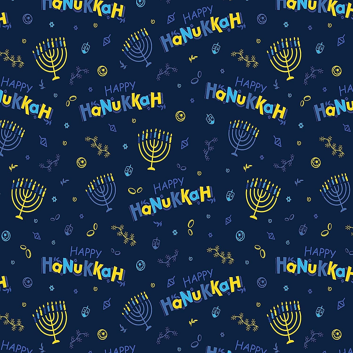 The Dreidel Company Happy Hanukkah Gift-Wrap Chanukah 17.5" in. X 180" in. Each (Happy Hanukkah 4 Roll Variety Pack)
